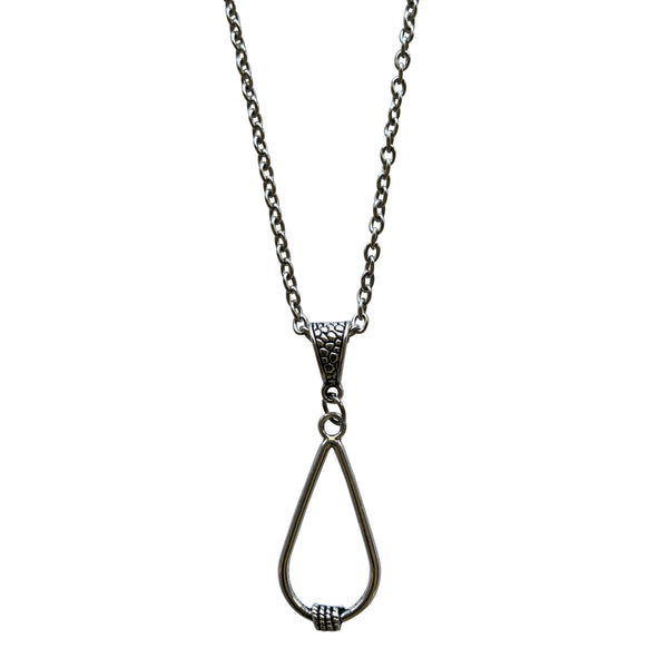 Pear Shape Pewter Pendant Necklace with Stainless Steel Chain ...